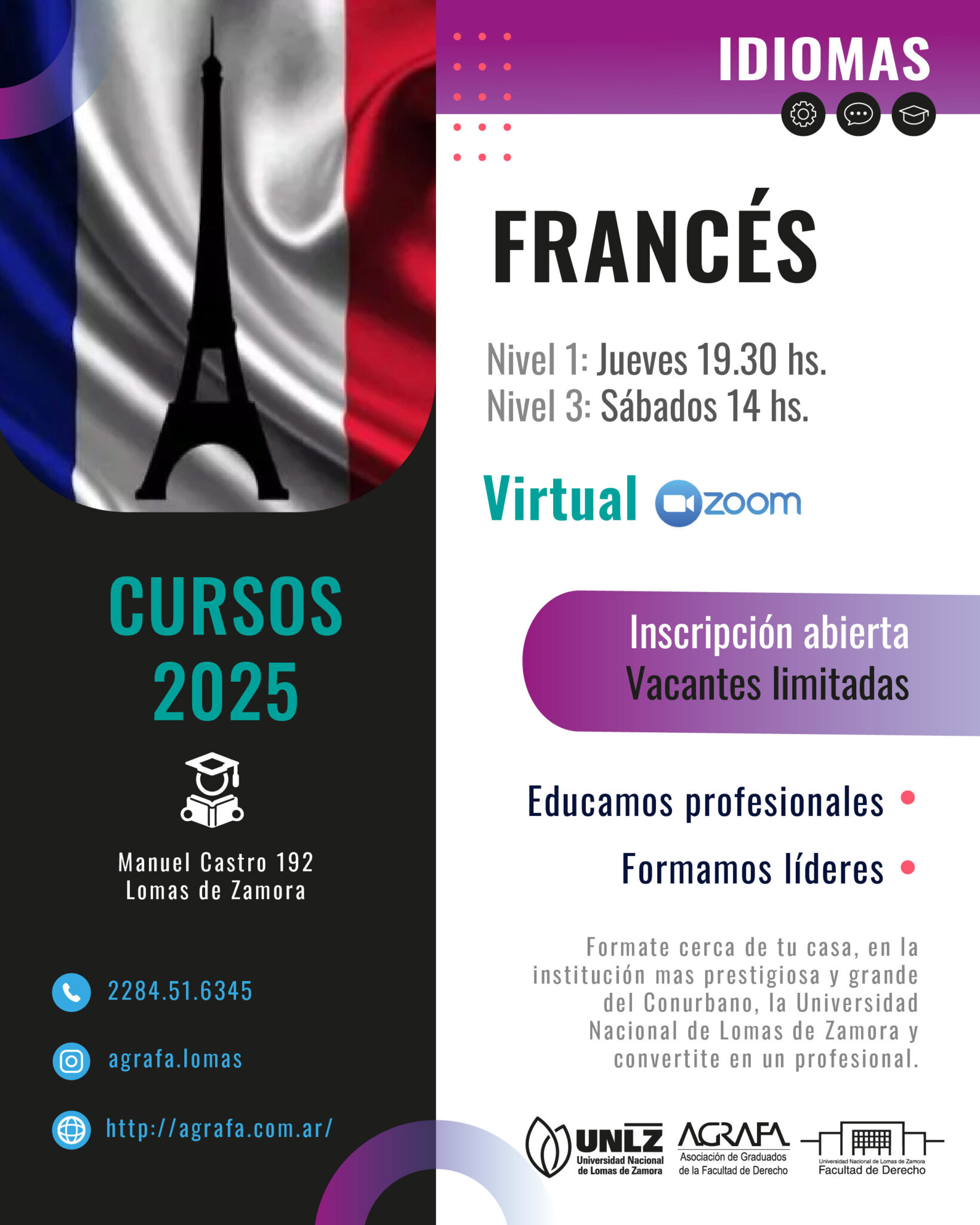 Idiomas 2025 – Agrafa – Facultad de Derecho UNLZ